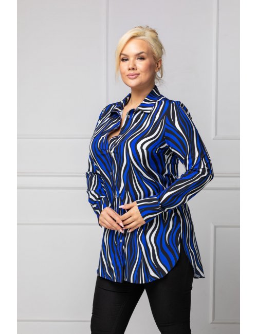Modna wzorzysta koszula Shirley plus size chaber XXL Rozmiar 46 Kolor ...